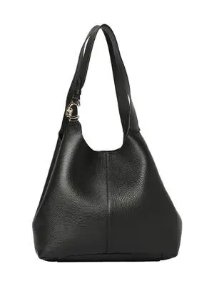 COCCINELLE C-easy Grained Leather Shoulder Bag With Removable Pouch - Black