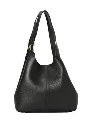 COCCINELLE C-easy Grained Leather Shoulder Bag With Removable Pouch - Black