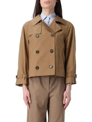 Max Mara Double Breasted Cotton Blend Trench Coat - Brown