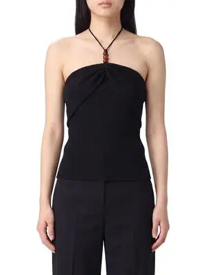 Magda Butrym Slim Fit Beaded X-neck Top - Black