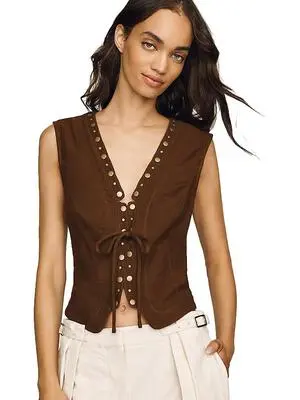 Anthropologie Studded Cotton Vest Top - Brown