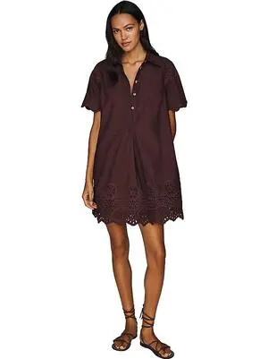 Anthropologie Pollie Cotton Swing Mini Dress - Fudge