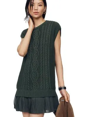 Anthropologie Delphine Twofer Mini Sweater Dress - Olive