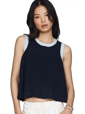 Maeve Wool Cashmere Swing Tank Top - Navy