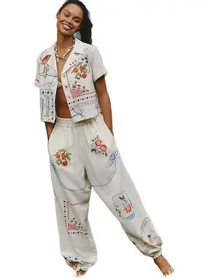 Agua Bendita Toscana Balloon Pants - Ivory Pattern