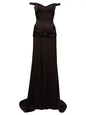 Alex Perry Off-shoulder Corset Gown - Brown