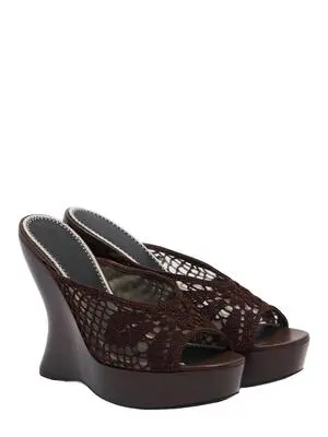 Magda Butrym Crochet Wedge Mules - Brown