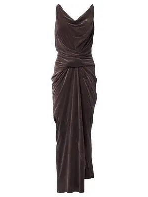 Rick Owens Strautter Draped Velvet Maxi Dress - Grey