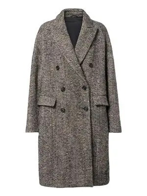 Brunello Cucinelli Herringbone Wool-blend Coat - Brown