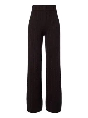Agnona Cable-knit Cashmere Wide-leg Pants - Brown