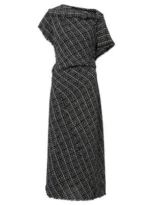 Erdem Checked Cotton-blend Tweed Midi Dress - Black
