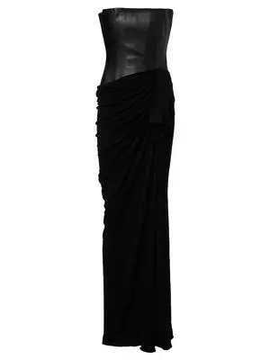 Alex Perry Draped Leather And Jersey Corset Gown - Black
