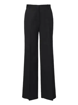 Fendi Virgin Wool Wide-leg Trousers - Black
