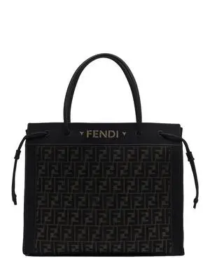Fendi Magic Large Canvas Shopper With Leather Trim - Black