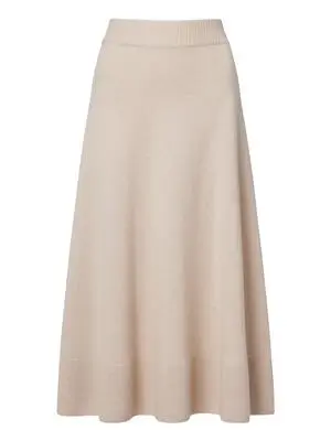 Agnona Cashmere Midi Skirt - Beige