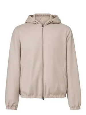 Agnona Hooded Wool Zip-up Jacket - Beige
