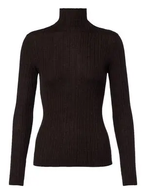 Agnona Turtleneck Sweater In Cashmere, Wool, And Silk - Brown