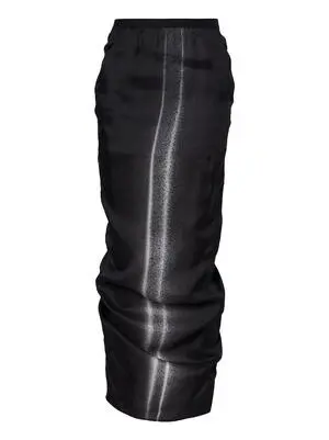 Rick Owens Gathered Printed Maxi Skirt - Black