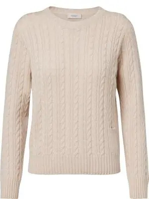 Agnona Cable-knit Cashmere Crewneck Sweater - Beige