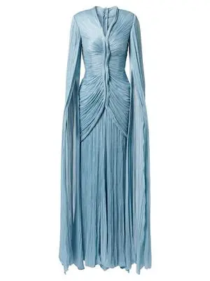 MARMAR HALIM Pleated Taffeta Gown - Blue