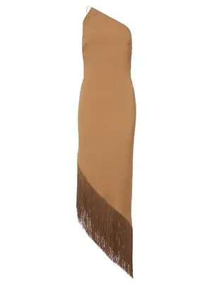 TALLER MARMO Asymmetric Midi Dress With Fringe - Brown
