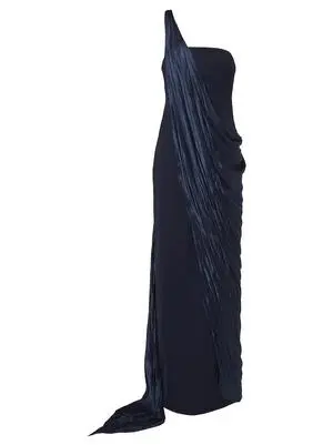 MARMAR HALIM Embellished Bustier Gown And Cape Set - Blue