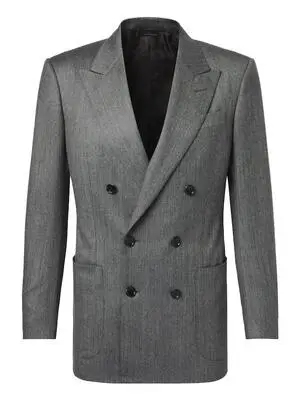 TOM FORD Mouliné Wool Twill Blazer - Grey