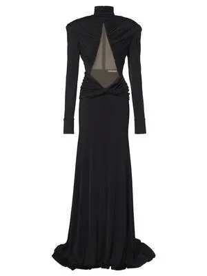 David Koma Cutout Ruched Jersey Gown - Black
