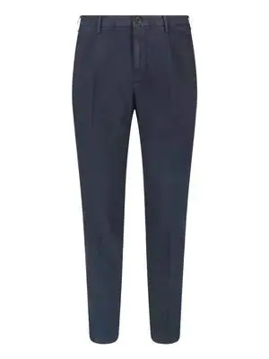 Incotex Pleated Tapered Trousers - Blue