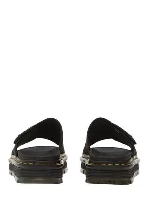 Dr. Martens Zebzag Touch-strap Contrast-stitch Slides - Black