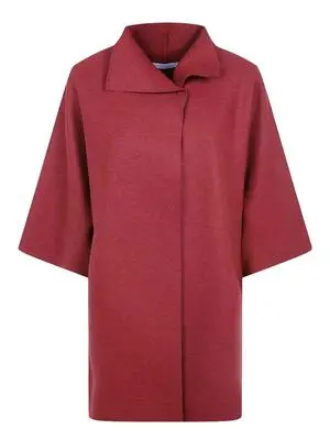Harris Wharf London Asymmetrical Collar Three-quarter Sleeve Coat - Red