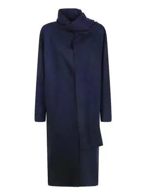 Harris Wharf London Wool Coat With Scarf Detail - Blue