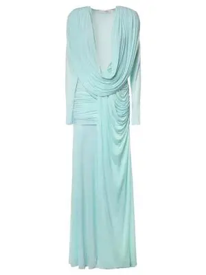 Christopher Esber Draped Long-sleeve Maxi Dress - Blue