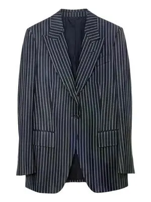 TOM FORD Striped Wool Blazer - Blue