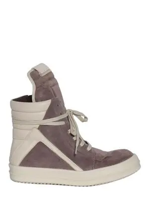 Rick Owens Suede And Leather High Top Sneakers - Purple