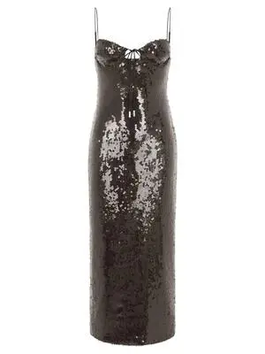 16Arlington Che Sequin Midi Dress - Chocolate