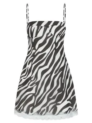 16Arlington Connie Mini Dress Print Chiffon With Lace Trim - Zebra