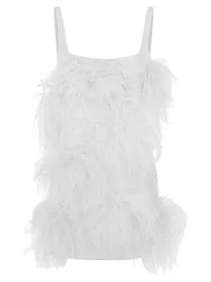 16Arlington Polly Mini Dress With Feather Embellishments - White