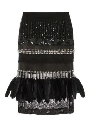 16Arlington Hilda Midi Skirt With Embellishments - Black