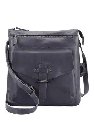 LLOYD BAKER Helene Washed Leather Crossbody Bag - Grey