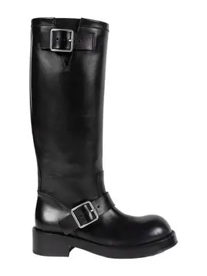 ANN DEMEULEMEESTER Buckled Leather High Shaft Boots - Black