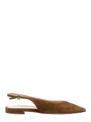 GIANVITO ROSSI Pointed Toe Slingback Flats - Black