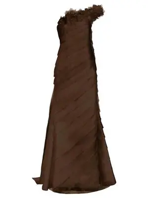 ALEXANDRA PIJUT Patti Gown In Mink Satin Face Organza - Brown