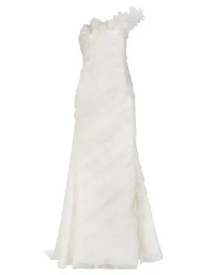 ALEXANDRA PIJUT Patti Gown In Ivory Satin Face Organza - White