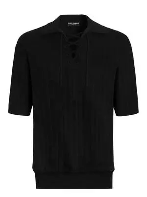 Dolce & Gabbana Cotton Serafino Polo Shirt - Black