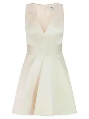 Elisabetta Franchi Duchess Satin Mini Dress With Feather Embellishment - Neutrals