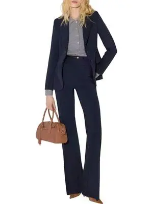 Elisabetta Franchi Palazzo Trousers In Double-layer Stretch Crêpe - Blue