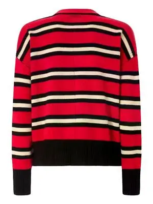 Pinko Striped V-neck Cardigan - Red