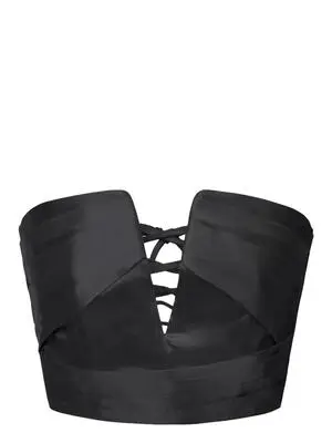 ELISABETTA FRANCHI Elisabetta Franchi Gazar Off-the-Shoulder V-Neck Top With Tulle Veil