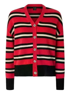 PINKO PINKO Striped V-Neck Button-Up Cardigan